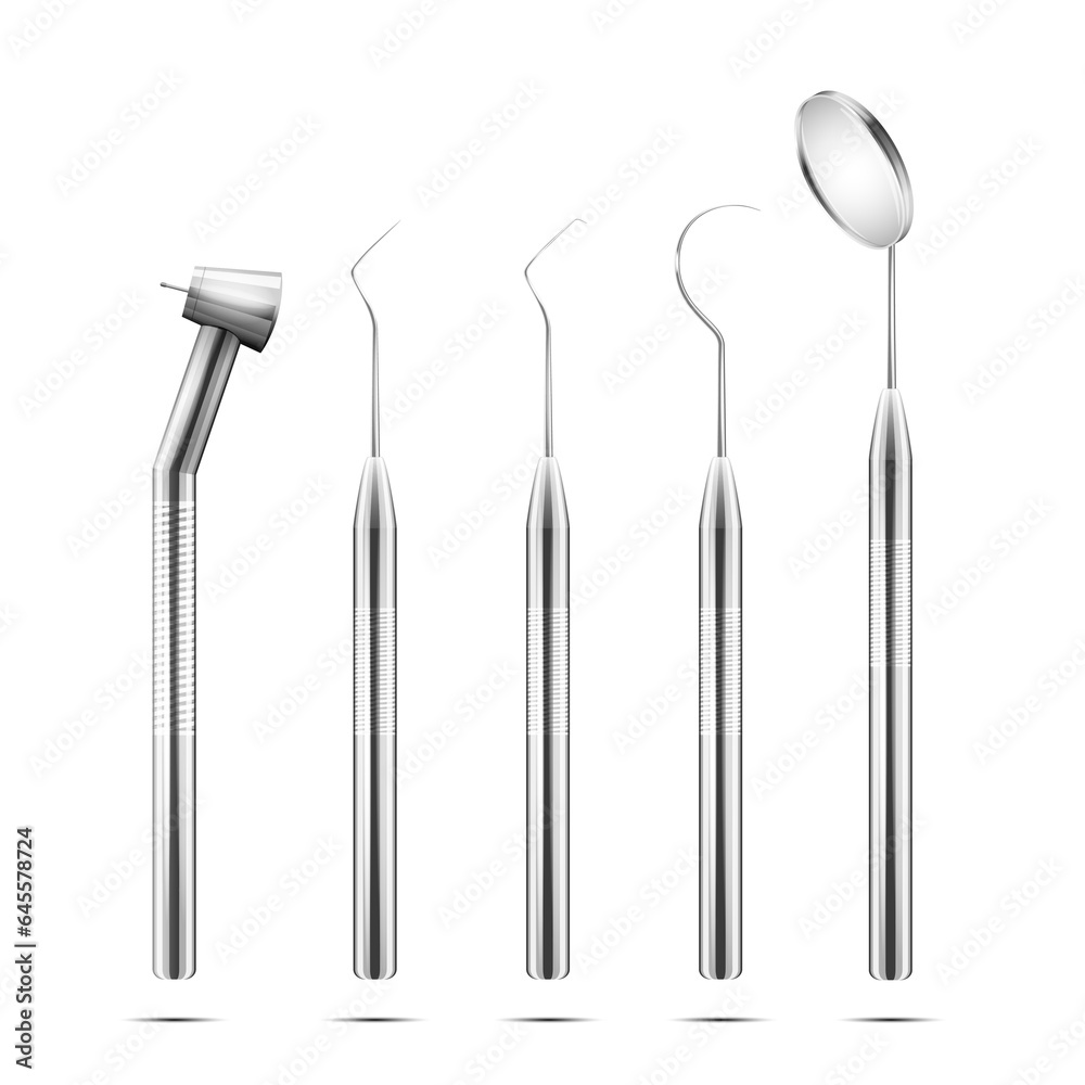 dental tools set for dentistry inspection. Teeth care, health concept ...