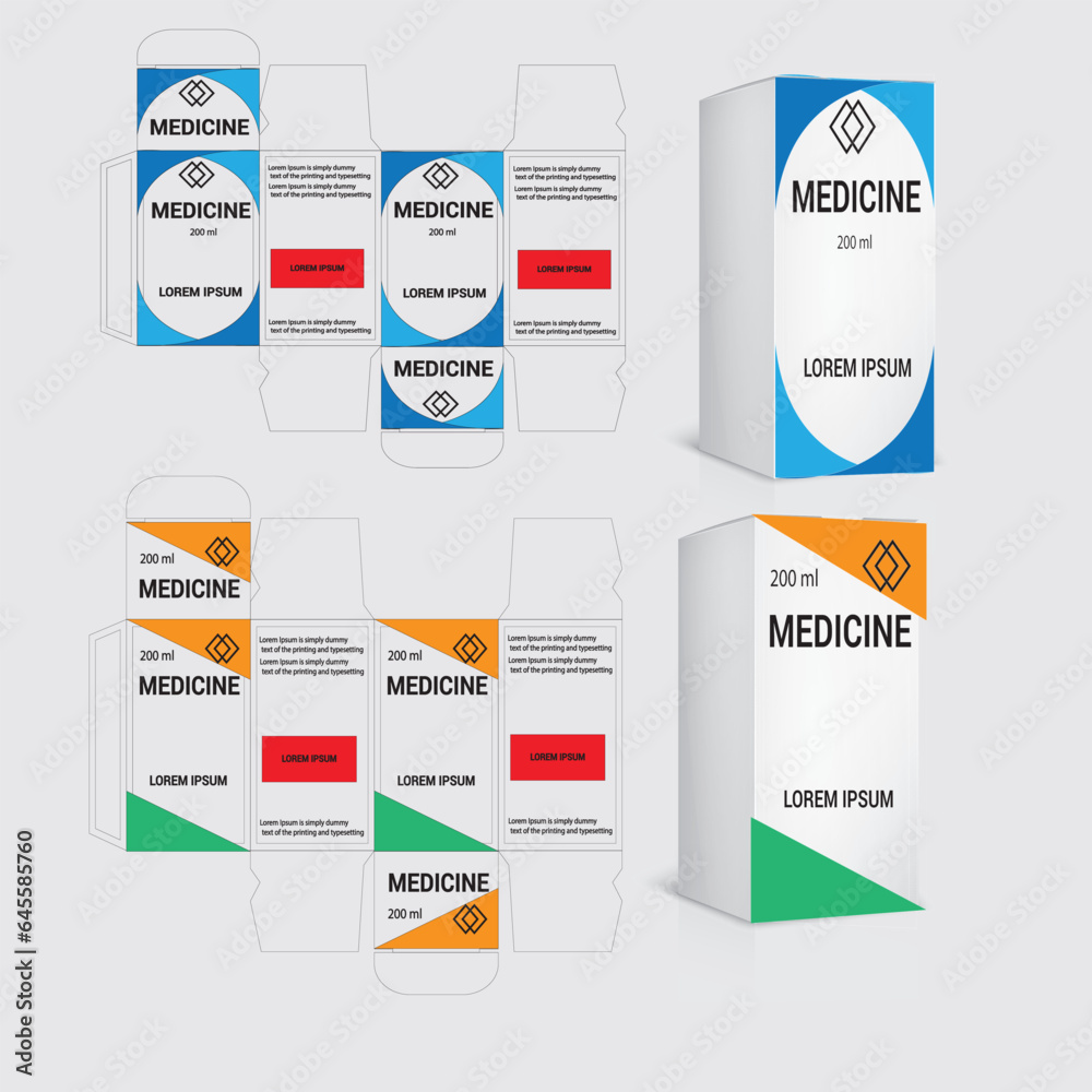 Supplements and Cosmetic box design, Package design template, box ...