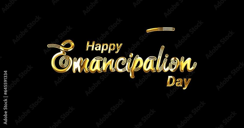 Happy Emancipation Day lettering Text Animation in gold color with ...