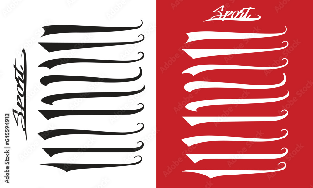 Calligraphic swoosh. Underline, highlighter marker strokes, waves brush ...