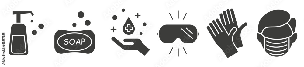 Personal hygiene. Simple dark complete hand washing set. Instructions ...