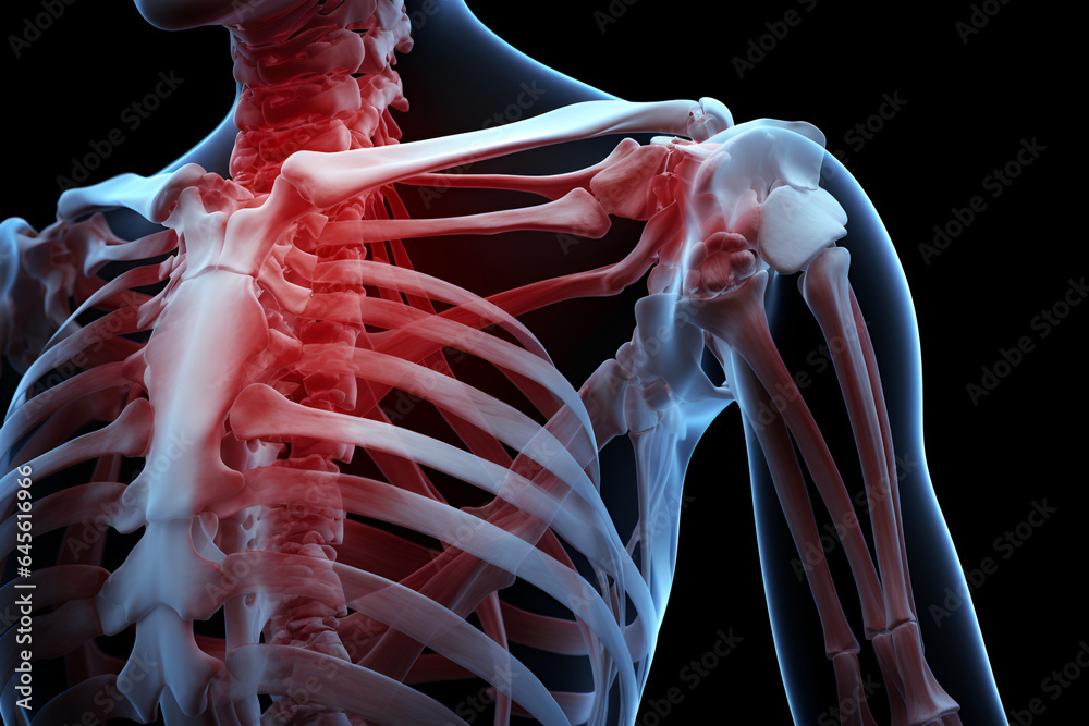 Anterior or front view of human shoulder joint with inflammation 3D ...