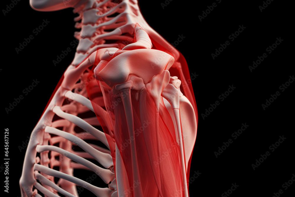 Anterior or front view of human shoulder joint with inflammation 3D ...