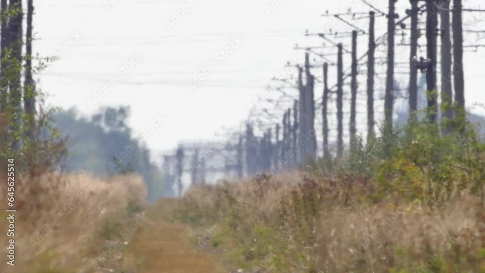 Heat haze, air shimmer and strong wind in extreme heat. Electric power ...