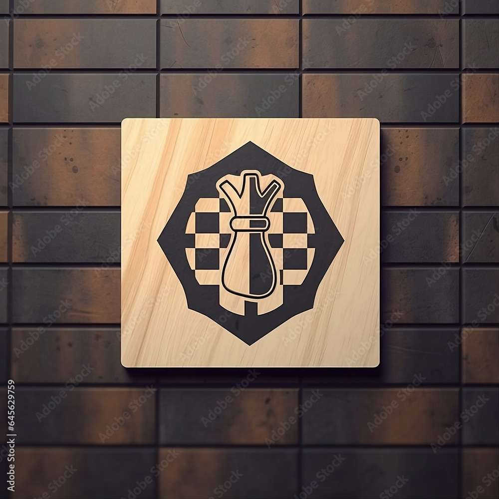The central image of this logo is a stylized depiction of a chess board ...