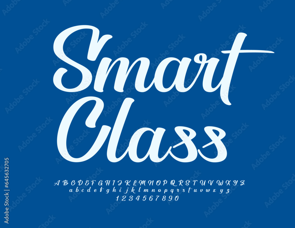 Vector bright poster Smart Class. Modern Calligraphic Font. Cursive ...