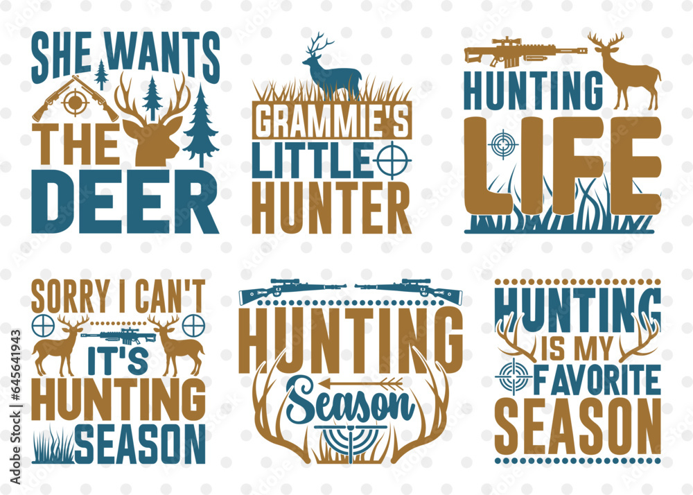 Vetor de Hunting SVG Bundle Vol-07,She Wants The Deer, Grammies Little ...