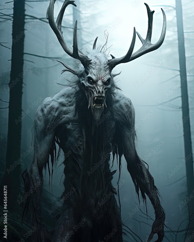 Wendigo Emerges from the Mists: A Horrifying Creature of Legends and ...