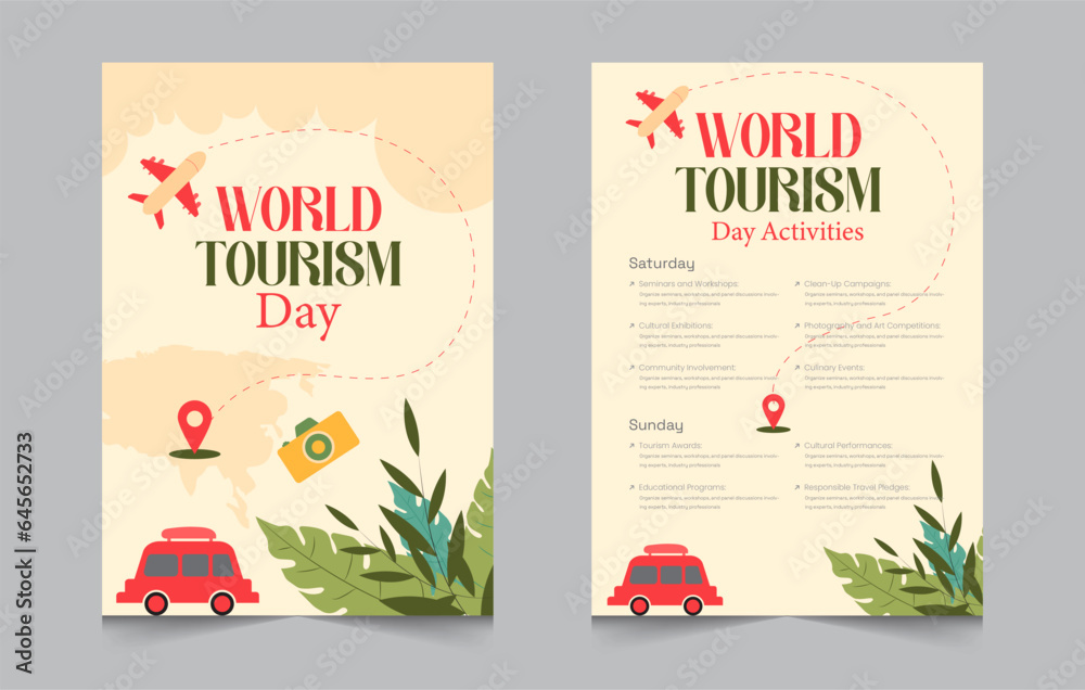 tourism day activity invitation layout template, weekend activities a4 ...