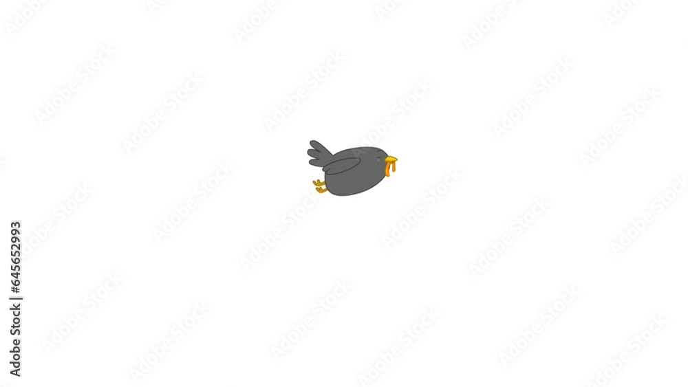 cute cartoon bird flying with insect in beak background and 2d ...