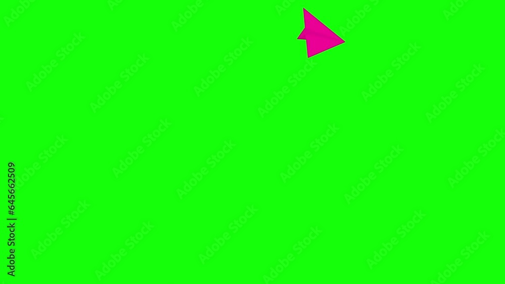 Animated pink icon of paper airplane flying from center. Magenta flat ...