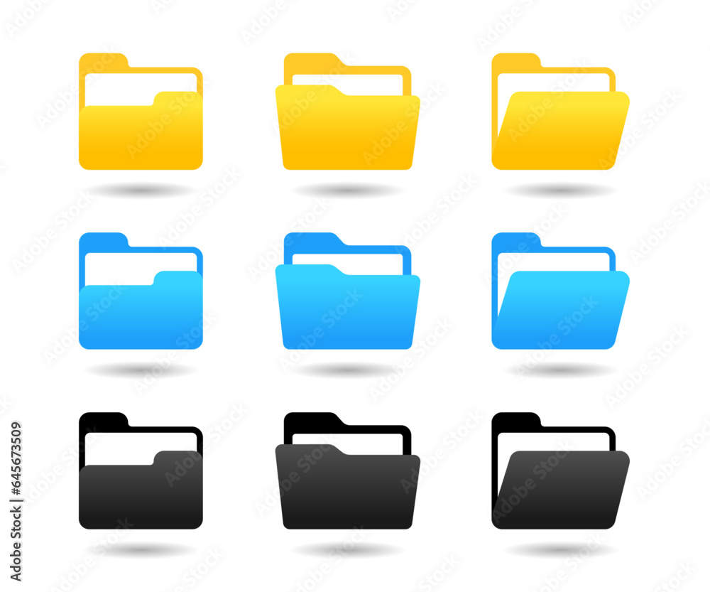 Vecteur Stock Folder icon set. Open folder and close folder icon ...