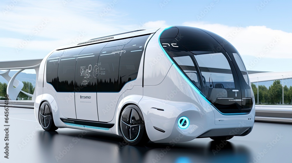 futuristic electric vehicle bus, white background, Generative AI Stock ...