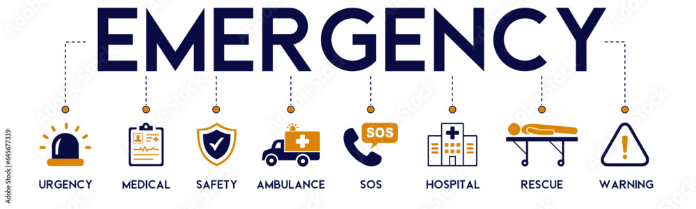 Emergency banner website icon vector illustration concept with icon of ...