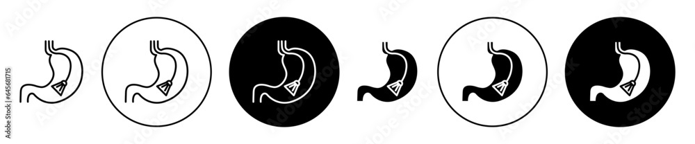 endoscopy icon set. stomach endoscope vector symbol in black filled and ...
