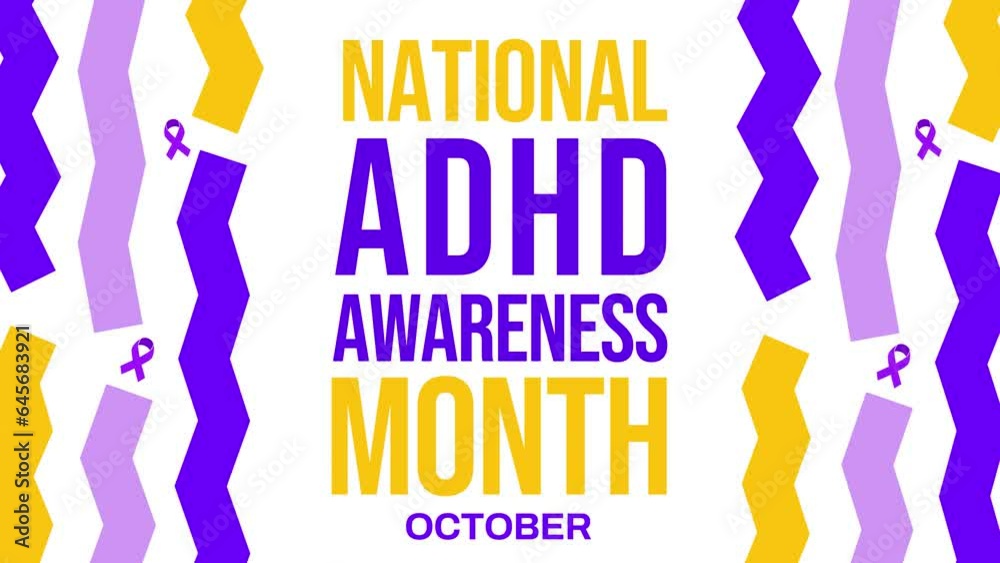 National ADHD Awareness Month background Animation with ribbons and ...
