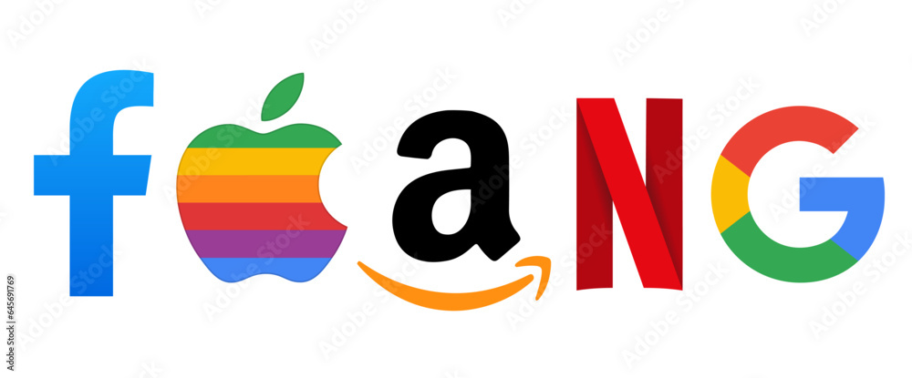 FAANG technology companies. Major, highly successful US tech companies ...
