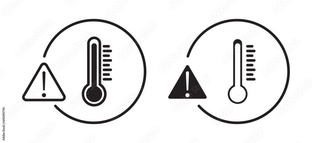 temperature warning sign set. extreme heat safety caution vector symbol ...