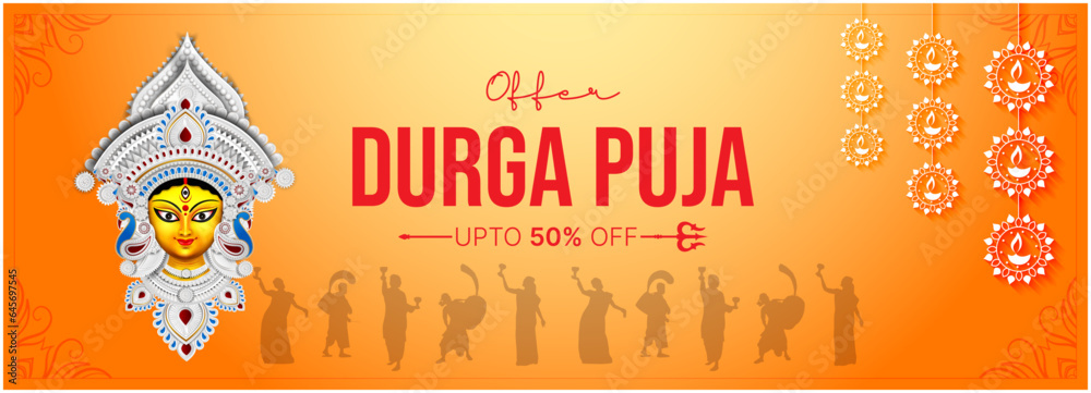 indian festival happy durga puja creative banner background design with ...