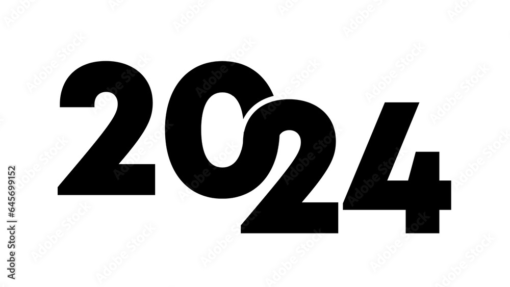 Typography number 2024 black color isolated on white background. Design ...