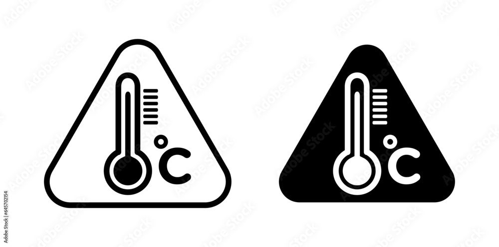 Temperature warning safety vector sign set. extreme heat caution symbol ...