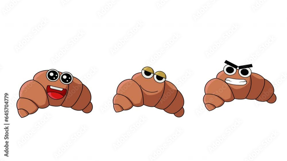 animated cute croissant character that moves Stock Video | Adobe Stock