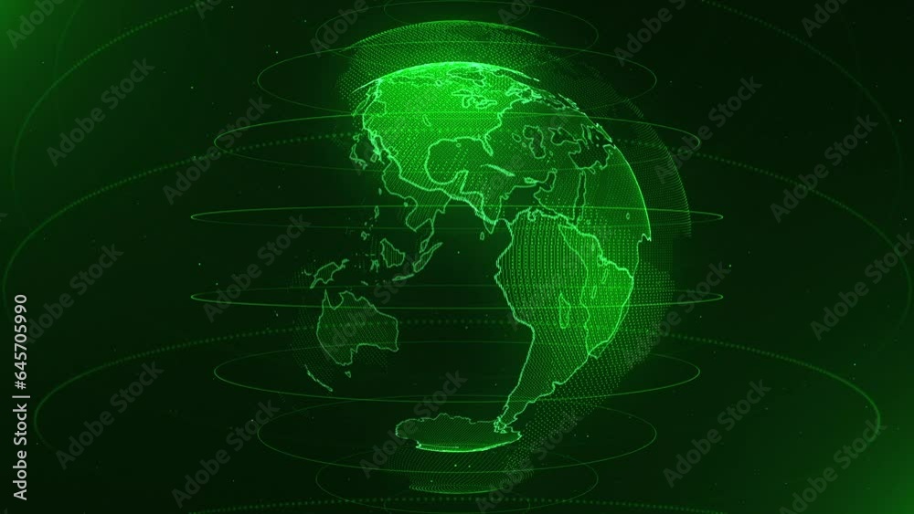 Digital green earth data technology concept background - a spinning ...