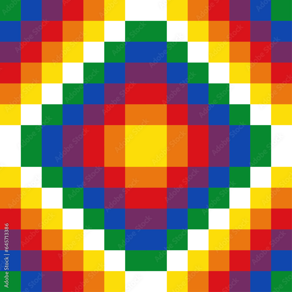 Official variant of the Wiphala, union of four Wiphalas whose white ...