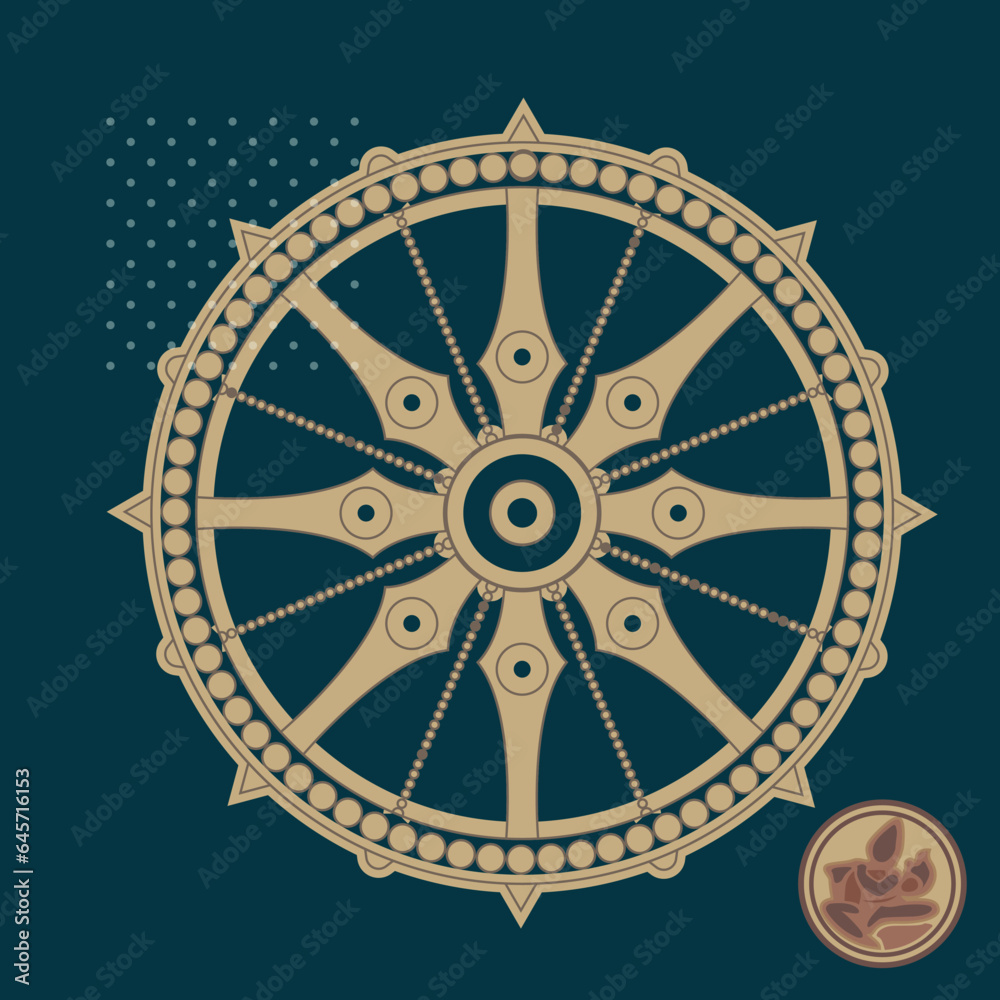 Konark Wheel - Sun Temple - Odisha - Icon Stock Vector | Adobe Stock
