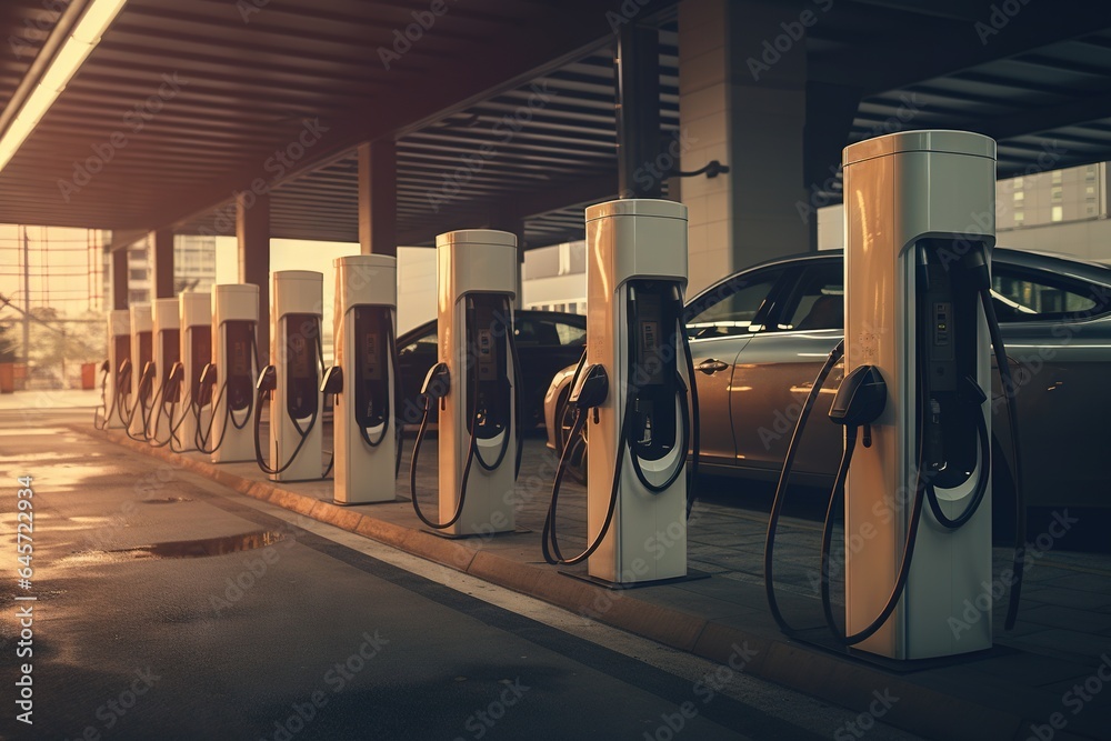 Modern electric car loading station, electric vehicle chargers for ...