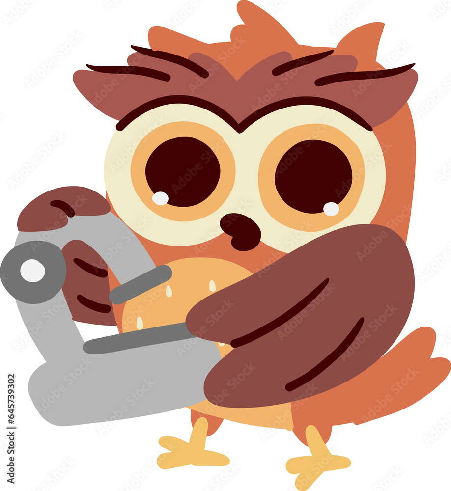 Owl scientist and microscope . Cute cartoon characters . Hand drawn style . PNG . Stock ...