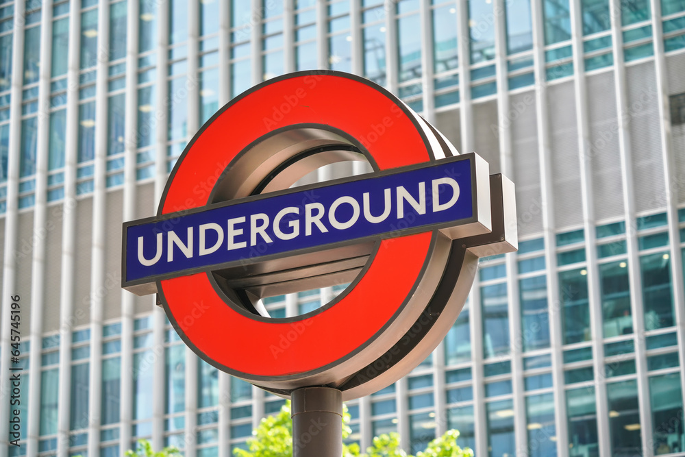 London, United Kingdom - May 18, 2023: Typical red and blue Underground ...