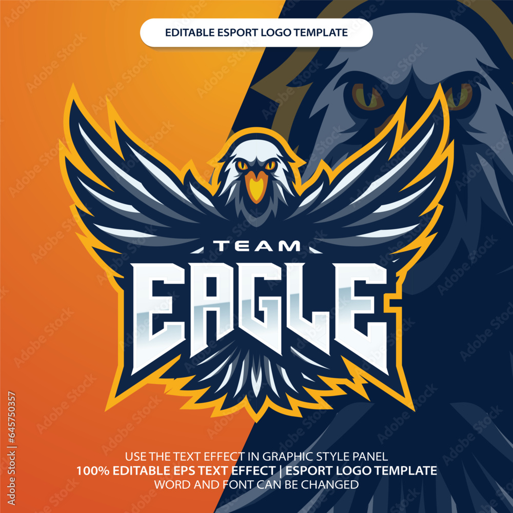 Great Flying Mascot Character Eagle Team Mascot Emblem Badge Esport ...