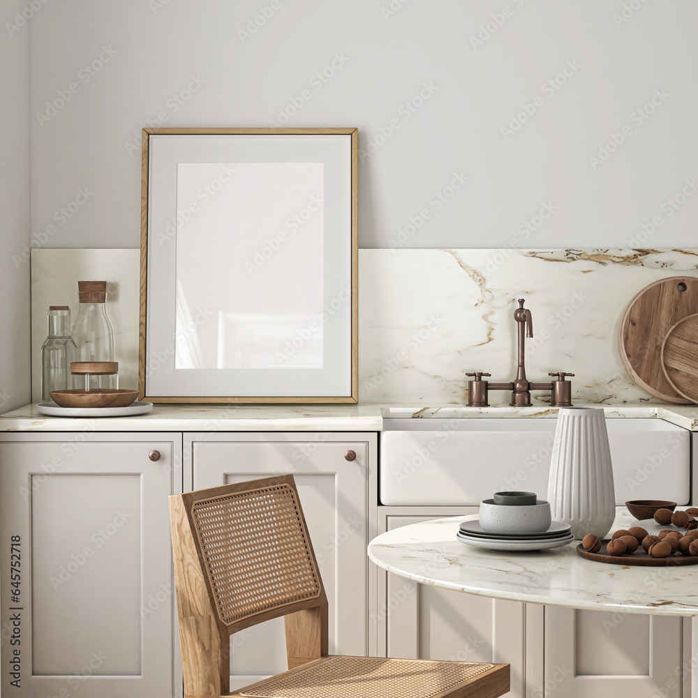 Single vertical ISO A3 frame mockup, reflective glass, mockup poster on ...