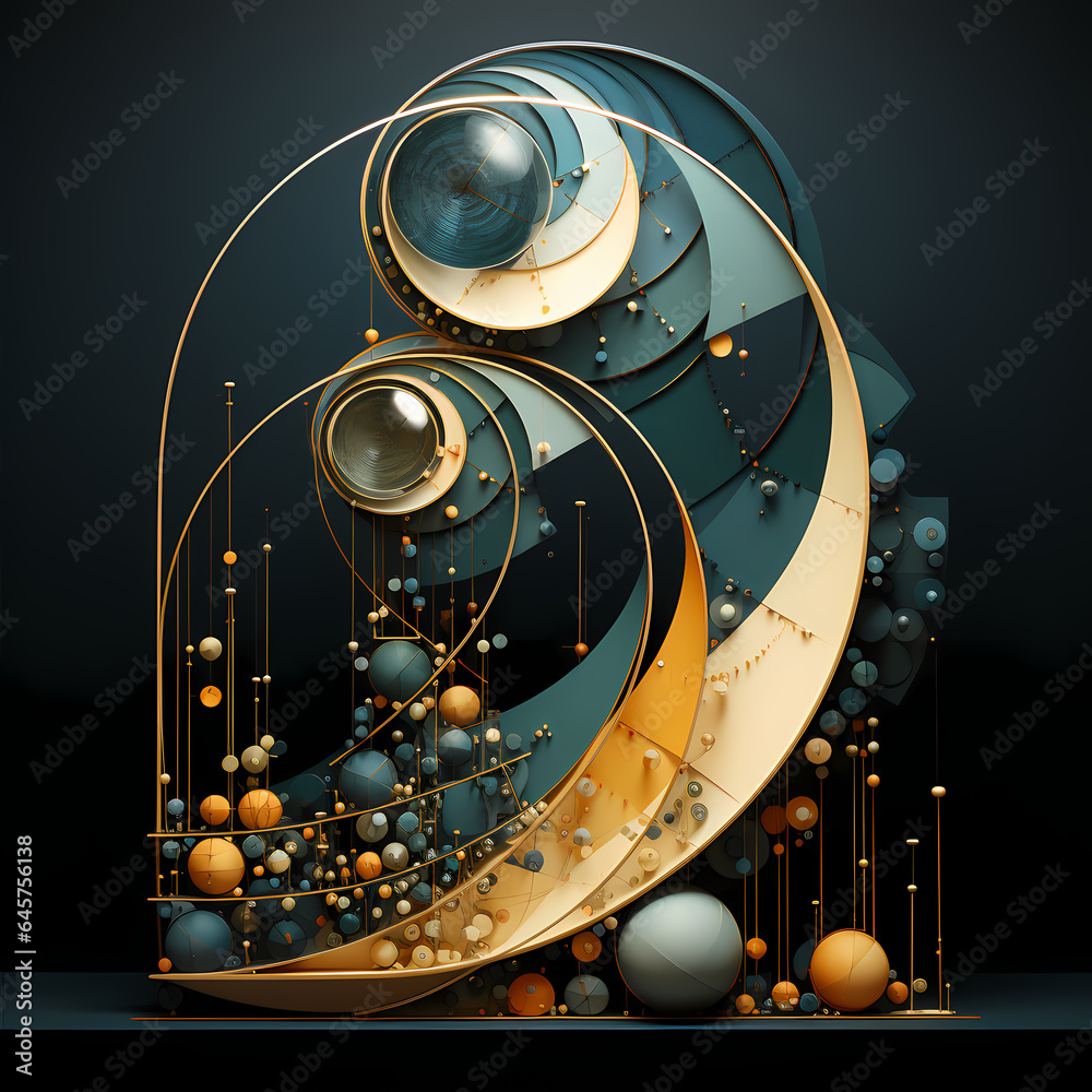 Fibonacci Sequence Determining The Space Between Parallel Lines Abstract Art Stock