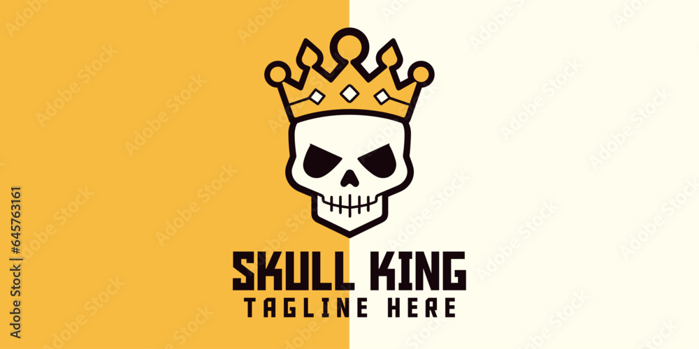Skull with Golden Crown: Cartoon Creative Logo Design Template and ...