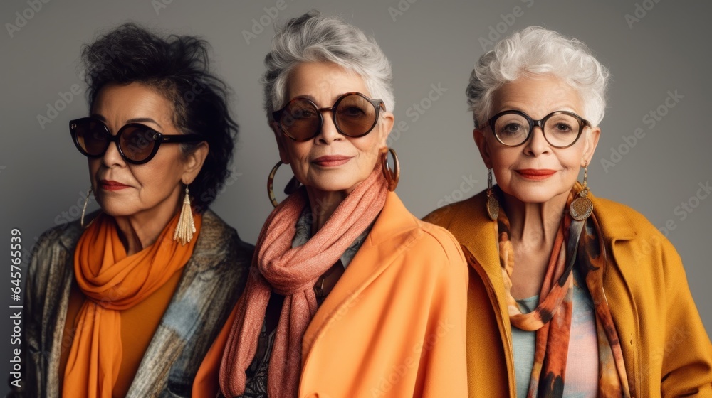 A studio photo of distressed elderly ladies, each with unique skin ...