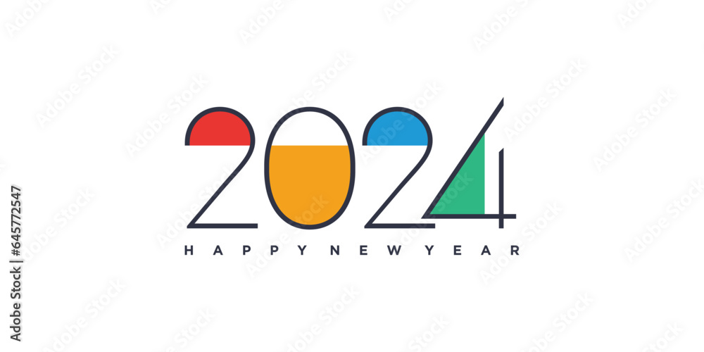 2024 Logo design, 2024 Minimalist logo, Celebration New Year 2024 ...