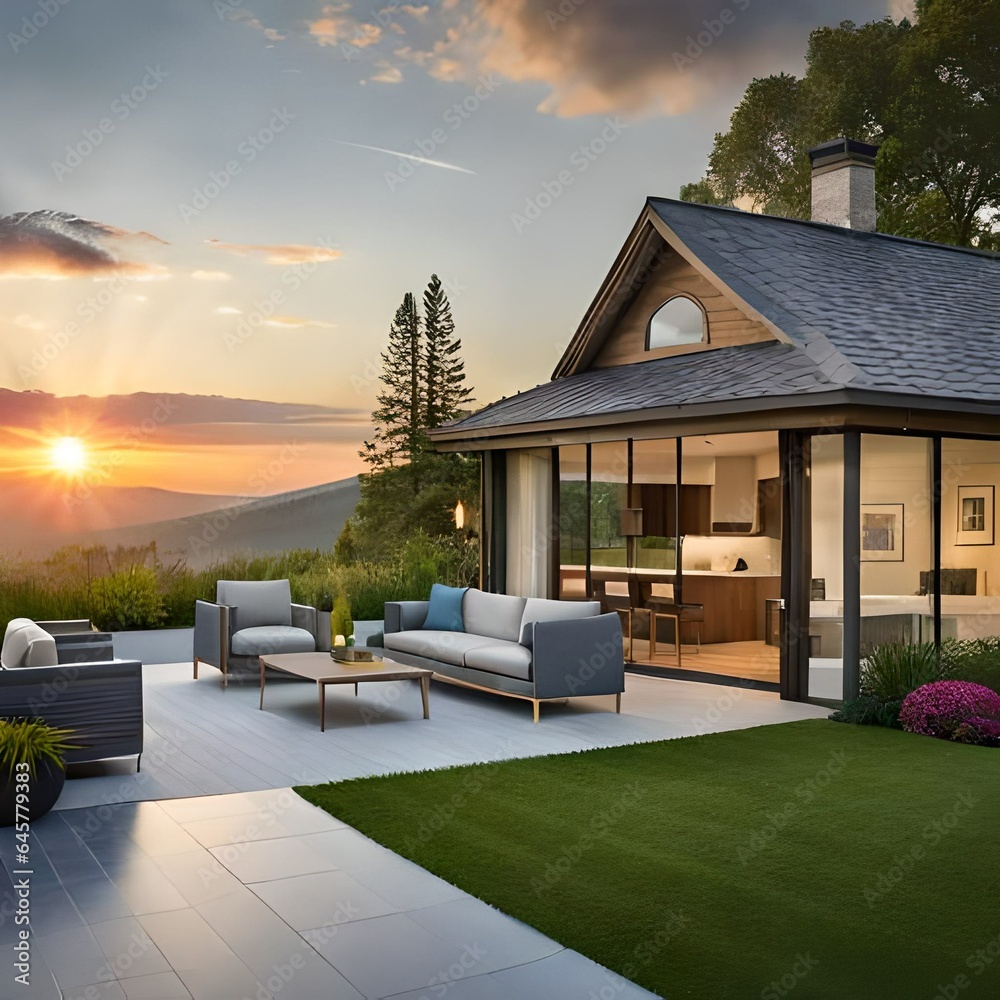 Interior Design of a Beautiful Lawn, house in the garden, House Front ...