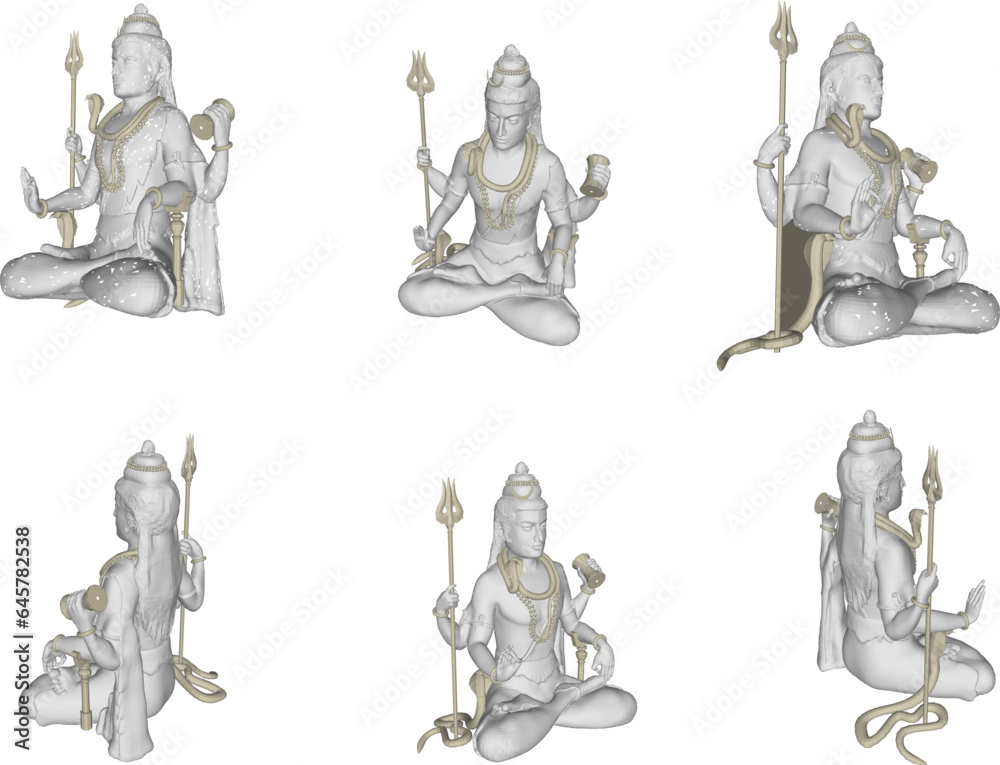 Vector sketch illustration design of statue of god shiva sitting cross ...