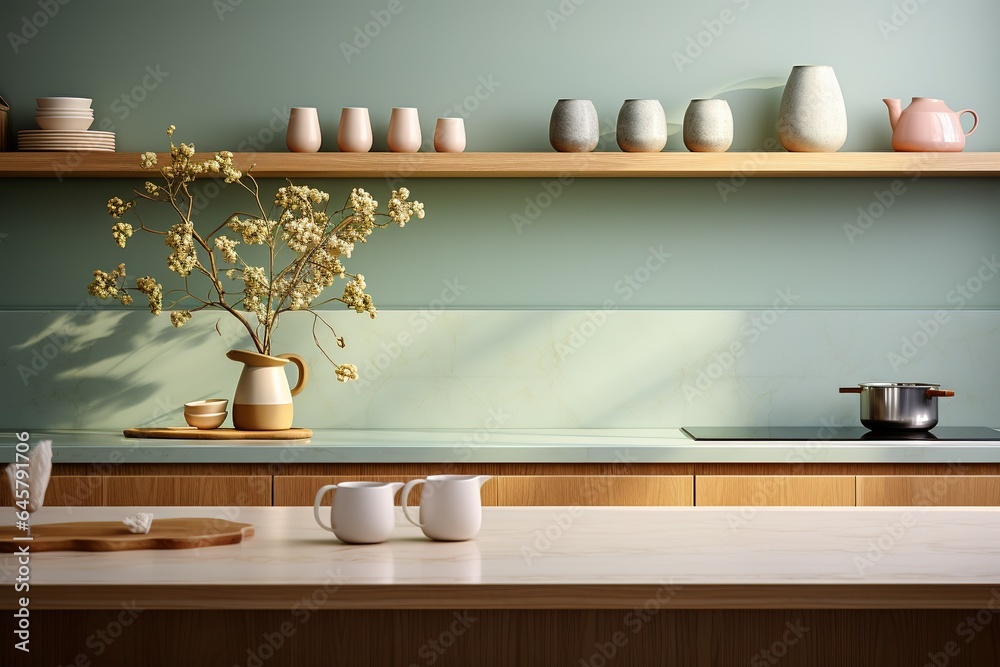 japandi modern scandinavian style apartment interior, kitchen design ...