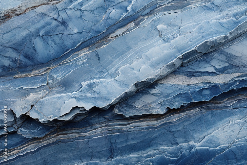 Richly detailed rock with blue variants. stone full of curves and ...