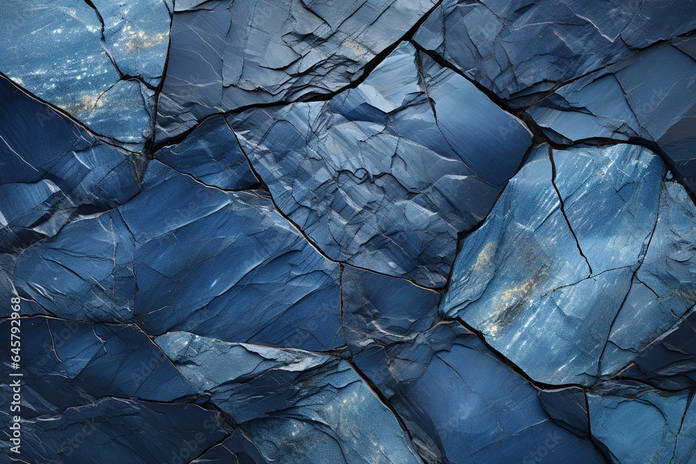 Richly detailed rock with blue variants. stone full of curves and ...