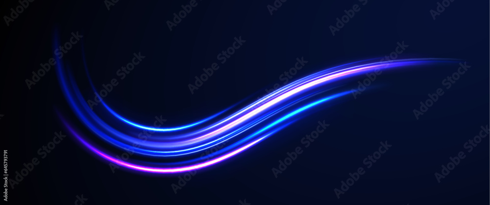 Light arc in neon colors, in the form of a turn and a zigzag. Creative ...