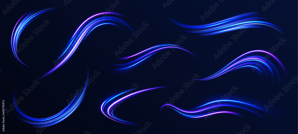 Light arc in neon colors, in the form of a turn and a zigzag. Creative ...