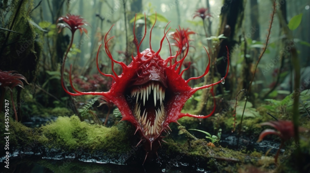 Mutated Venus flytrap monstrosity with nightmarish huge mouth filled ...