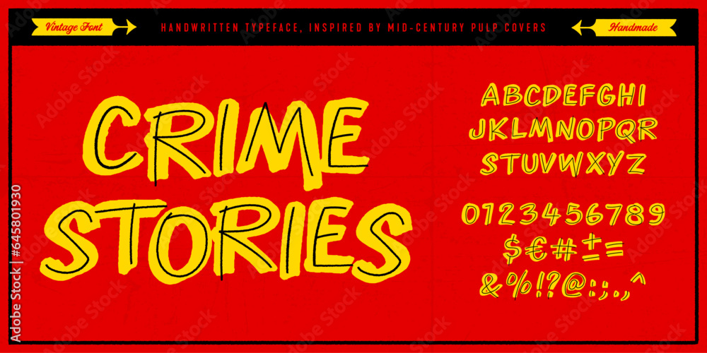 Handwritten Original Typeface Inspired by Vintage Pulp Books, Magazine ...