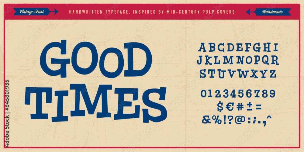 Handwritten Original Typeface Inspired by Vintage Pulp Books, Magazine ...