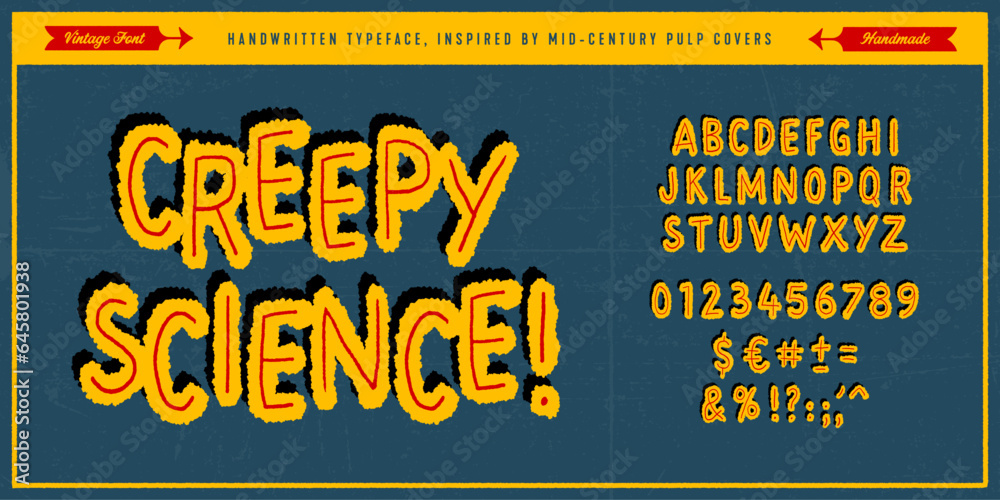 Handwritten Original Typeface Inspired by Vintage Pulp Books, Magazine ...