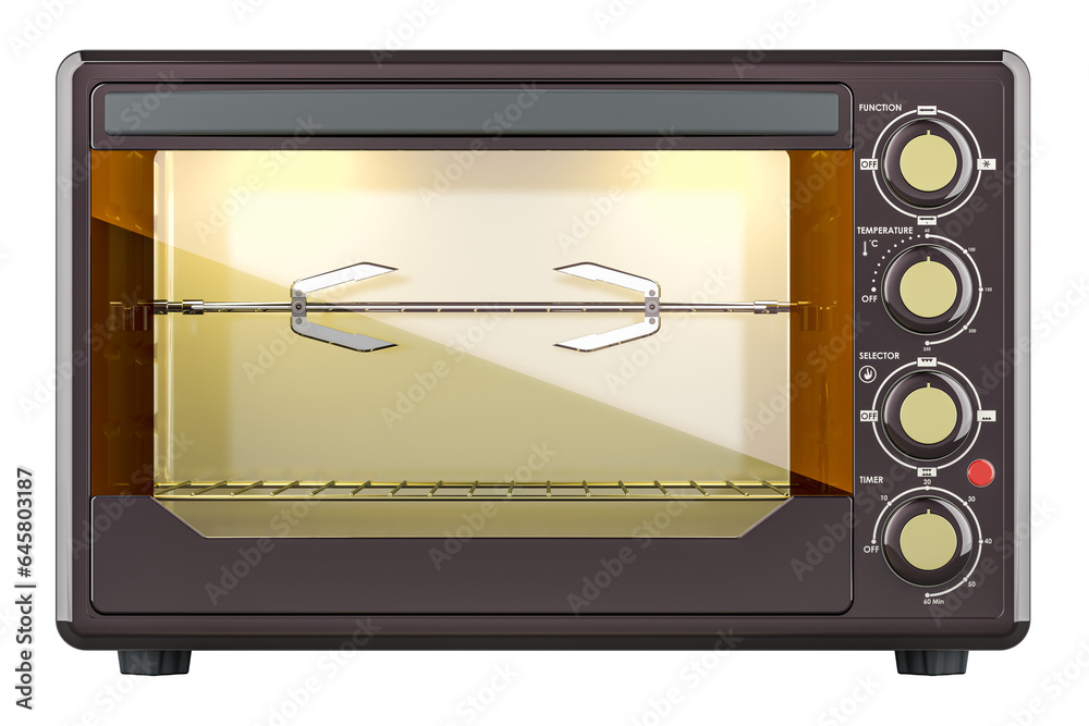 Convection Toaster Oven with Rotisserie and Grill, front view. 3D ...